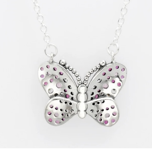 Pandora | Jewelry | Pandora Pink Dazzling Butterfly Necklace | Poshmark